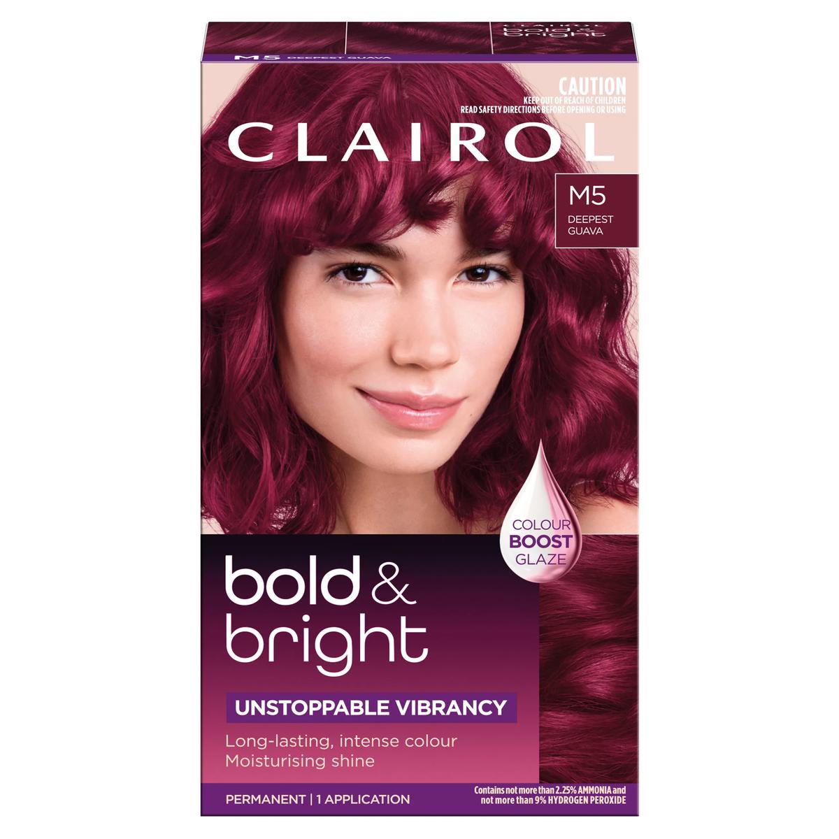 Clairol Bold & Bright Permanent Hair Dye, M5 Deepest Guava, 1 kit ...