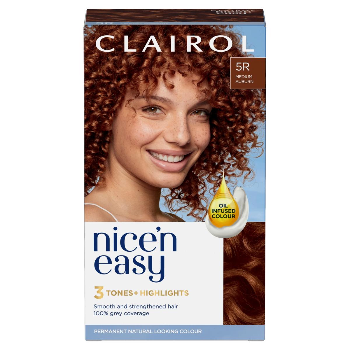 Clairol Nice'n Easy Permanent Hair Dye, 5R Medium Auburn, 1 kit ...