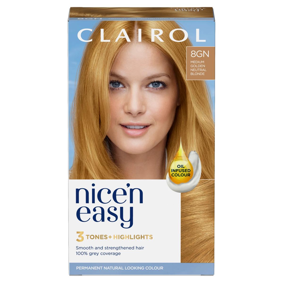 Clairol Nice'n Easy Permanent Hair Dye, 8GN Medium Golden Neutral ...