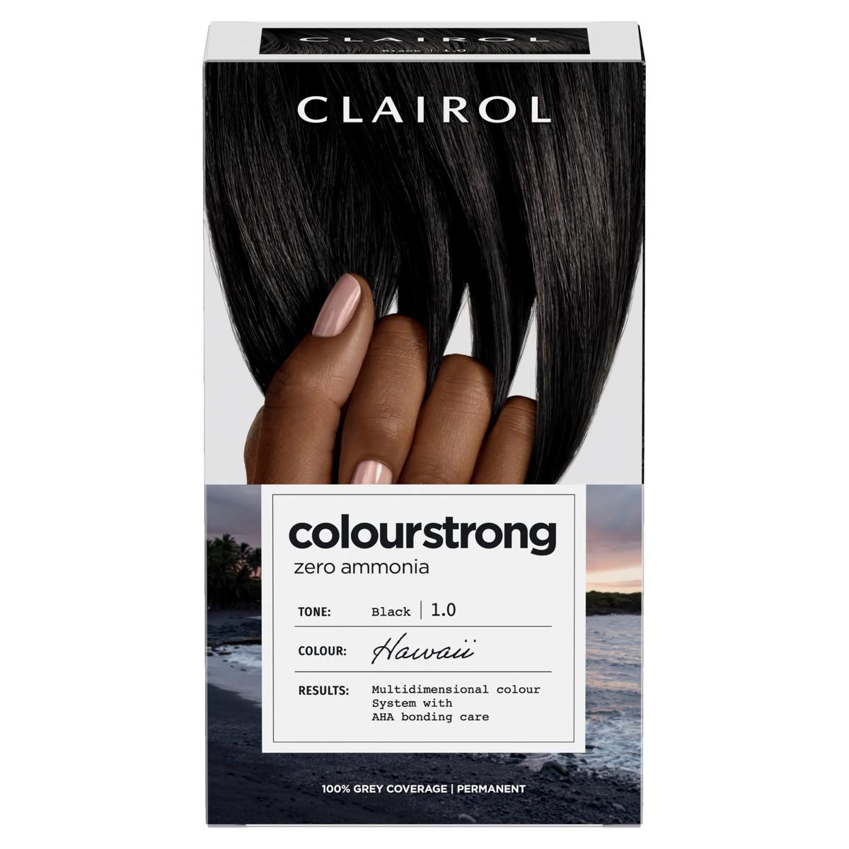 Clairol ColourStrong Permanent Zero Ammonia Hair Dye, 1.0 Black ...