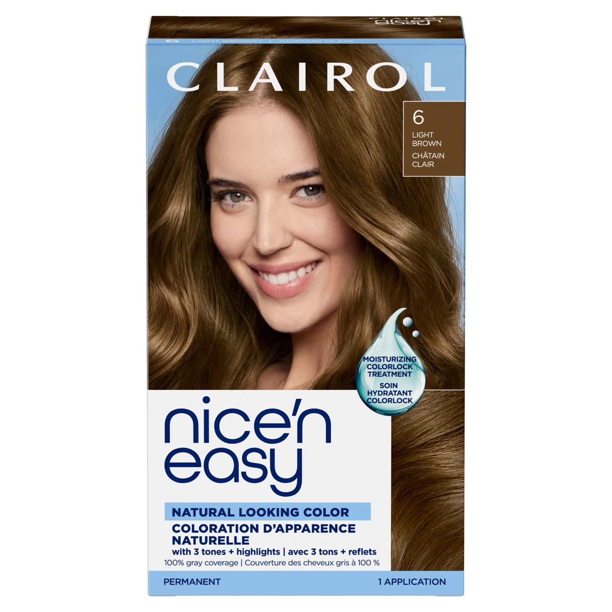 Clairol Nice'n Easy Permanent Hair Dye, 6 Light Brown, 1 kit | Clairol CA